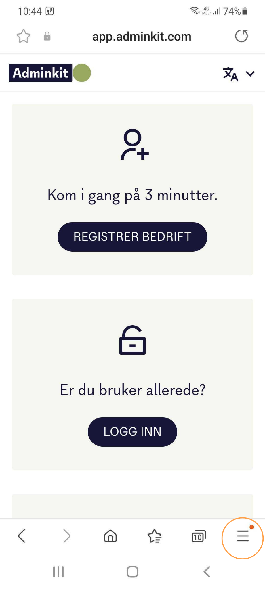 Legg til Adminkit som en app på mobilen
